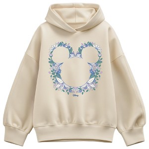 Women's - Disney - Floral Mickey Head Oversized Fleece Hoodie ...