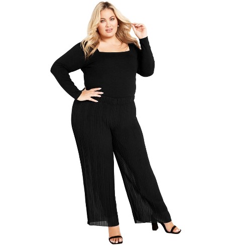 Avenue Women's Plus Size Victoria Pleated Pull On Pant - 14, Black : Target