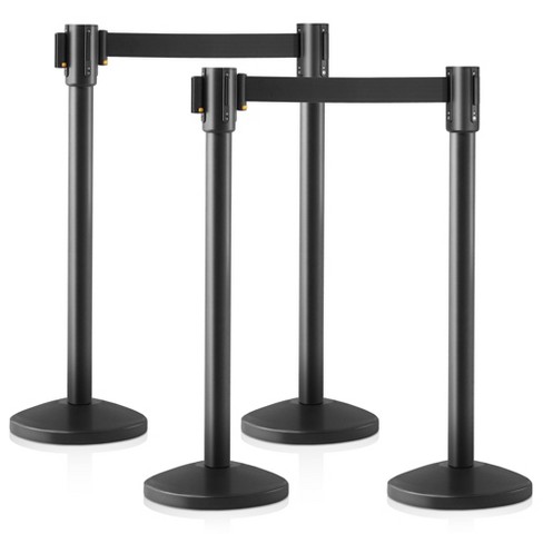 Jubilee 4 Pc Black Stanchion Queue Posts 6.5' Retractable Belt Crowd ...