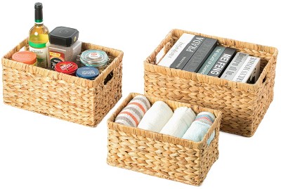 Juvale 2 Pack Small Rectangular Wicker Baskets For Shelves, 6 Inch Wide ...