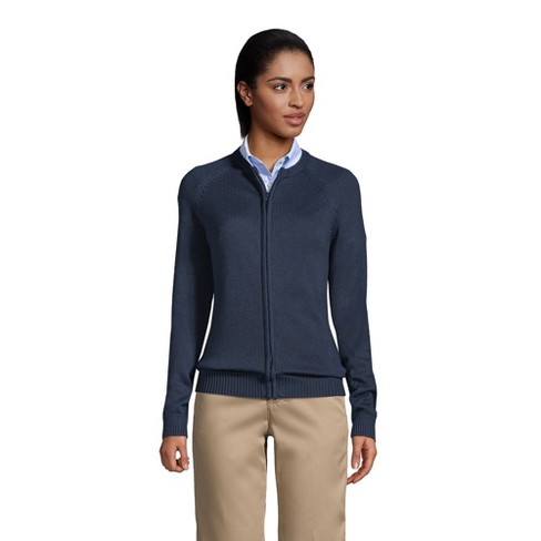 Lands' End School Uniform Women's Cotton Modal Zip-front Cardigan ...
