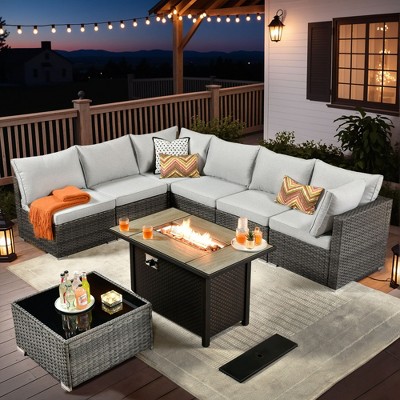 Outdoor Patio Furniture Set, 8 PCS Outdoor Modular Sectional Sofa Set ...