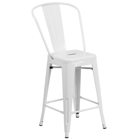 Merrick Lane White 24" High Metal Counter Height Stool With Removable ...