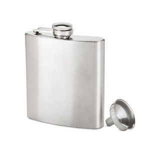 True Stainless Steel Metal Flask With Funnel - Stainless Steel Hip ...