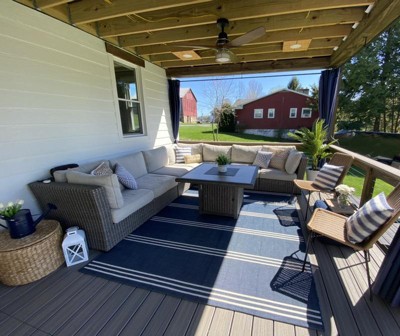 Stripe Outdoor Rug Navy - Threshold™ : Target