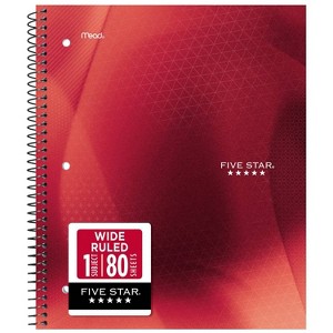 Five Star 8"x10.5" Active Wide Ruled Notebook 80 Pages Red : Target