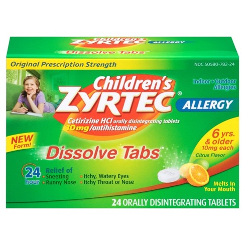 Children's Zyrtec Allergy Relief Dissolve Tabs Citrus Flavor ...