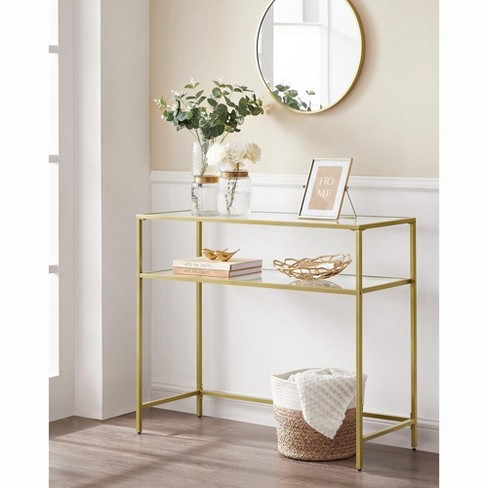 Vasagle Console Sofa Table, Modern Entryway Table, Tempered Glass Table ...