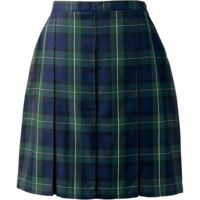 Lands' End School Uniform Women's Plaid Box Pleat Skirt Top Of The Knee ...