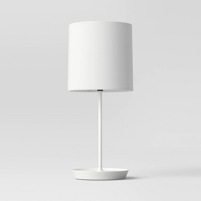 Petite Stick Lamp With Usb Charging Port And Fabric Shade Gray/white ...