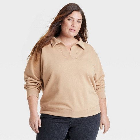 Women's Leisure Studio Pullover Sweatshirt - Universal Thread™ Tan 4x ...