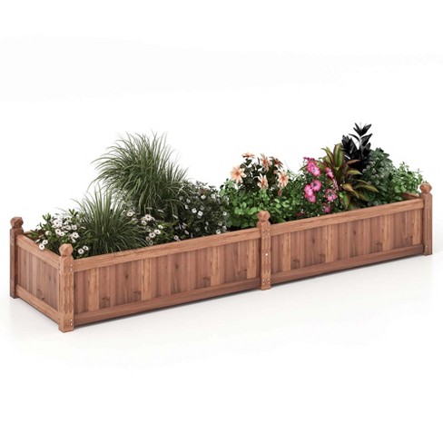 Costway Wooden Raised Garden Bed Outdoor Rectangular Planter Box With ...