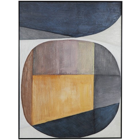 39" X 30" Canvas Abstract Colorblock Shape Framed Wall Art With Black ...