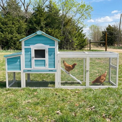 MooxvMoo 81" Wooden Chicken Coop with Nesting Box, Outdoor Hen House ...