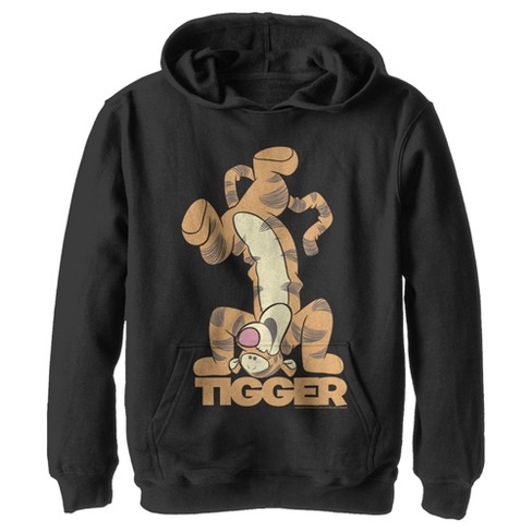 Boy's Winnie The Pooh Handstand Tigger Pull Over Hoodie - Black - X ...