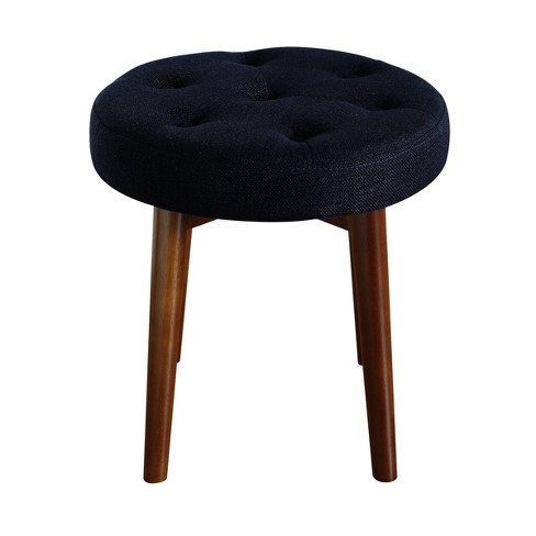 Penelope Round Tufted Stool Navy - Adore Decor: Midcentury Footrest ...