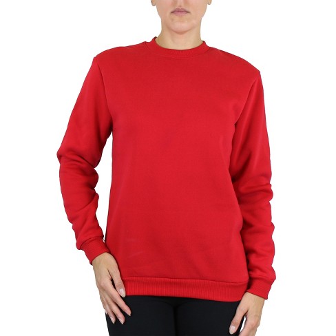 Galaxy By Harvic Women's Loose Fit Fleece-lined Pullover Sweater - Red ...