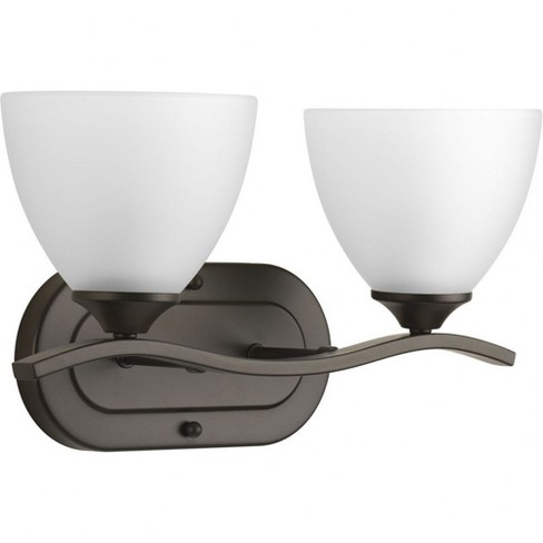 Progress Lighting Laird 2-light Bath Vanity, Brushed Nickel, Glass ...