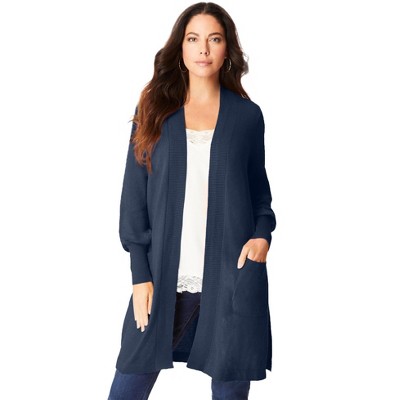 Roaman's Women's Plus Size Cashmere Collection Cardigan - 12, Navy : Target