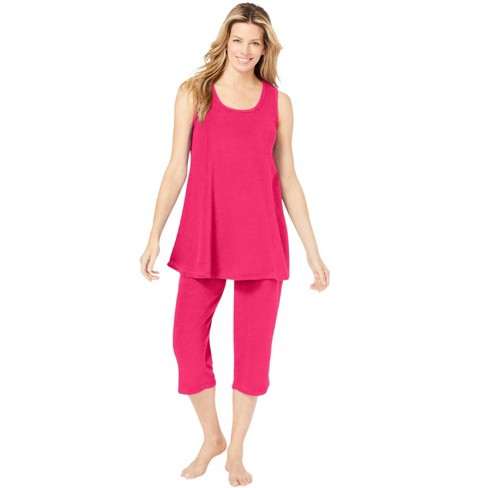 Dreams & Co. Women's Plus Size 2-piece Terry Tank And Capri Sleep Set ...