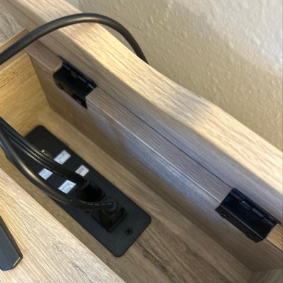 Loring Wood Writing Desk With Drawers And Charging Station - Threshold ...