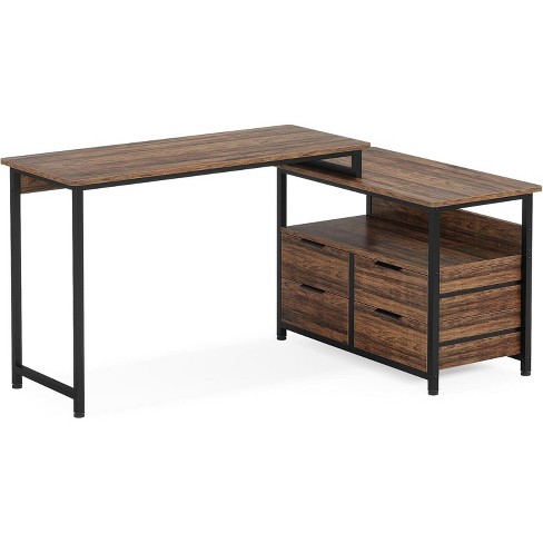 Tribesigns L-shaped Computer Desk, Corner Desk Workstation With Drawers ...