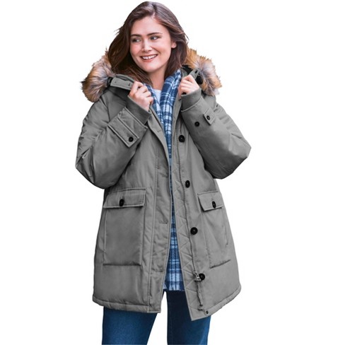 Woman Within Women's Plus Size The Arctic Parka; - 3x, Gunmetal : Target