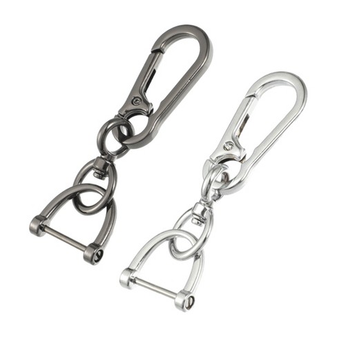 Unique Bargains Car Keychains Holder Silver Tone Titanium Tone 1 Set ...