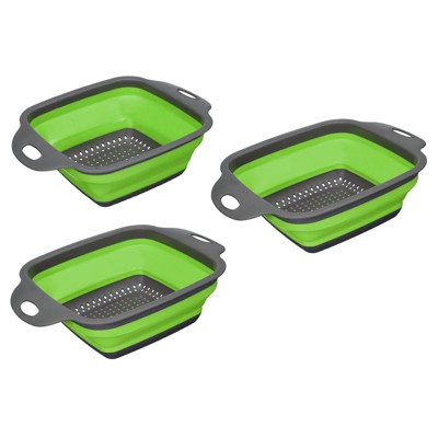 Unique Bargains Collapsible Colander Set Silicone Square Foldable ...