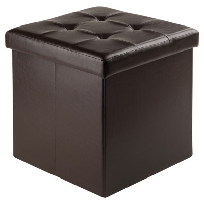 Ashford Ottoman with Accent Stools Faux Leather Espresso Brown ...