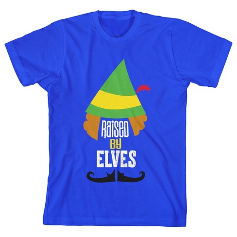 Elf Movie Raised By Elves Youth Royal Blue Graphic Tee-medium : Target