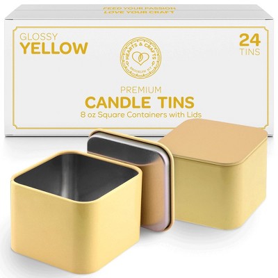 Hearts & Crafts Square Candle Tins 8 Oz With Lids - 24-pack, Yellow ...