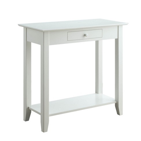 American Heritage Hall Table With Drawer Shelf White - Breighton Home ...