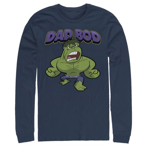 Men's Marvel Dad Bod Cartoon Hulk Long Sleeve Shirt : Target