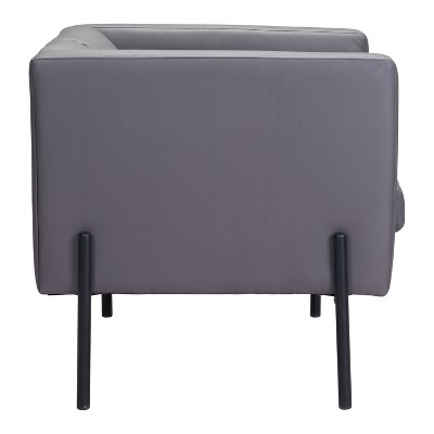 HomeStock 26.8 in H Gray Finish Round Wood Frame Straight Armchair ...