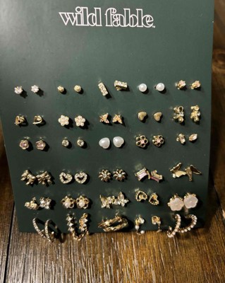 Butterfly Flower Heart Mixed Hoop And Stud Earring Set 30pc - Wild ...