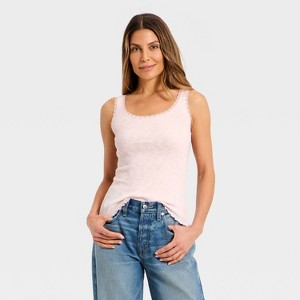 Women's Rib Lace Tank Top - Universal Thread™ Pink S : Target
