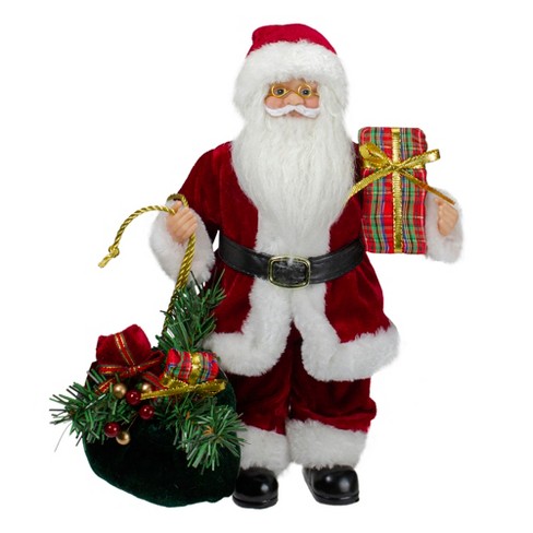 Northlight 12" Santa Claus Holding Gift Bag And Presents Christmas ...