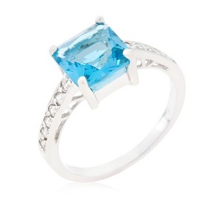 Slickblue Women’s Classic Engagement Ring, 1.85 Ct Princess Cut Blue ...