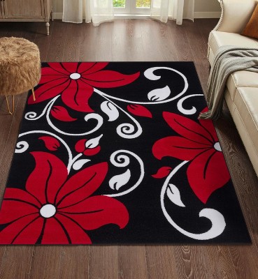 Luxe Weavers Floral Modern Red 5x7 Area Rug For Living Rooms : Target