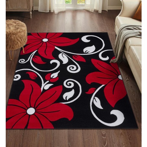 Luxe Weavers Floral Modern Red 5x7 Area Rug For Living Rooms : Target