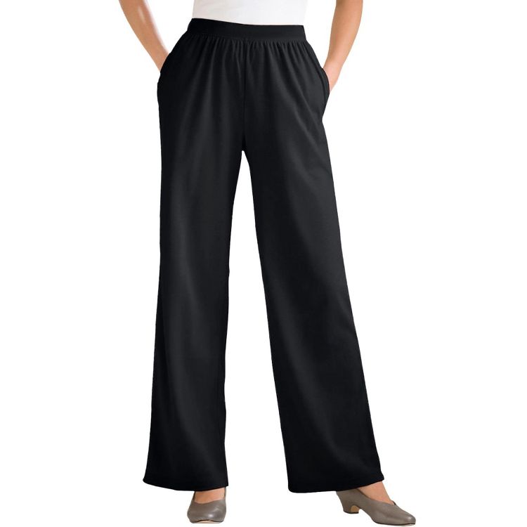 Woman Within Petite 7-Day Wide-Leg Elastic-Waist Stretchy Knit Pant ...