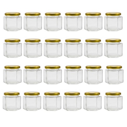 Cornucopia Brands 4oz Hexagon Jars, 24pk; Clear Glass Bottles For ...