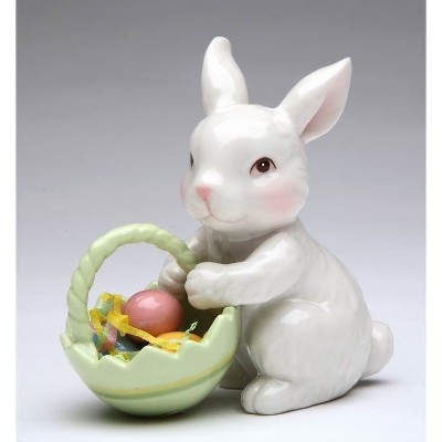 Kevins Gift Shoppe Ceramic Easter Bunny Rabbit With Flower Basket ...