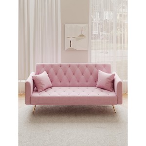 Xiyuyeu 71 Inch Sofas,comfy Velvet Nailhead Sofa With Convertible ...
