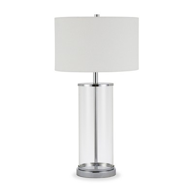 Hudson and Canal 28" Tall Table Lamp with Fabric Shade Clear Glass ...