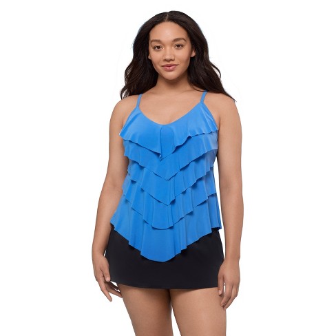 Trimshaper Solid Rachel Tankini Swim Top - Blue Grotto : Target