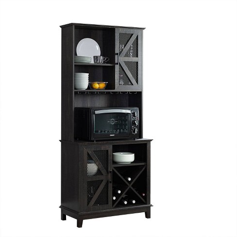 Farmhouse Wall Bar Unit Charcoal - Home Source: Storage Hutch, Wine ...