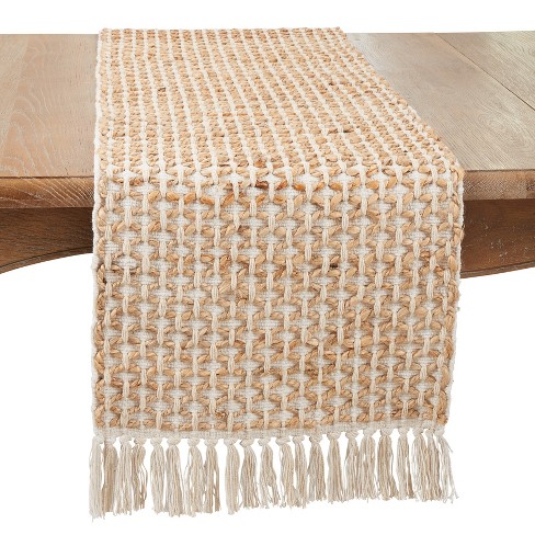 Saro Lifestyle Jute Rope Table Runner, 16"x72", Ivory : Target