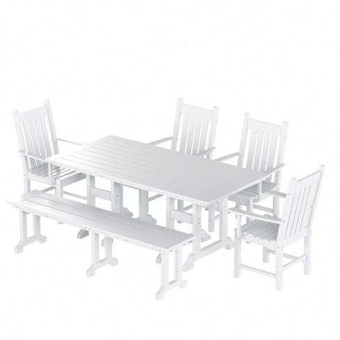 Westintrends 6 Piece Outdoor Patio Dining Set Outdoor Table And Bench ...